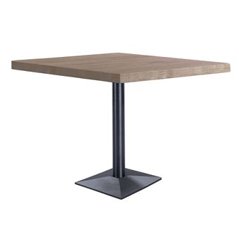 Table haute en bois coloris chêne foncé et pieds en métal coloris noir ...