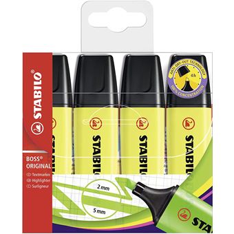 Stabilo Boss 70 Pack de 4 Marqueurs Fluo - Surligneur Et Marqueur ...
