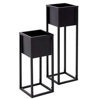 ML-Design Set 2 Supports de Plantes Différentes Hauteurs, Noir, 21x 50 ...
