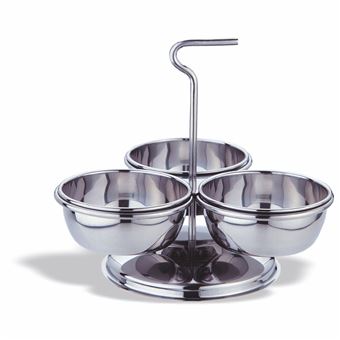 Pots à Sauces ou Snack en Inox 3 Compartiments - Pujadas - Inox0.20 ...