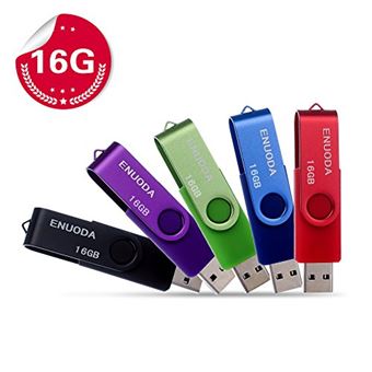 Lot de 5 Clé USB 16 Go ENUODA USB 2.0 Flash Drive Stockage Rotation ...