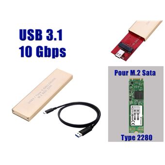 KALEA-INFORMATIQUE Boitier M2 vers USB3.1 10 Gbps pour SSD M.2 NGFF AU FORMAT 2280 et de type ...
