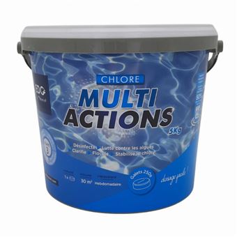 Chlore multi actions, galets 250gr, seau de 5KG, EDG, non comburant ...