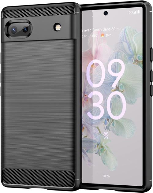 Coque protection style carbone noire pour Google Pixel 6A 5G souple ...