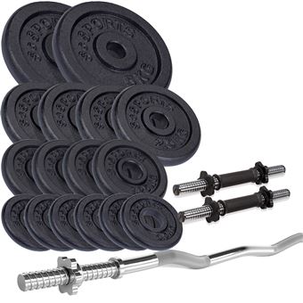 ScSPORTS® Jeu d'Haltères - Set de 29 kg, Barres d'Haltères et Curl, 30/ ...