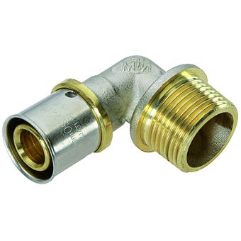 Raccord coudé 90° à sertir laiton M 15 x 21 pour tube en multicouche - Tuyaux fixations et ...