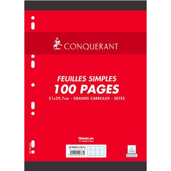 100 p feuilles simples mobiles 80 g Seyès 21x29,7 - Autres Cahiers ...
