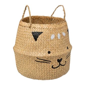 Atmosphera for Kids - Panier Pliable en Roseau "Chat" 38cm Naturel ...
