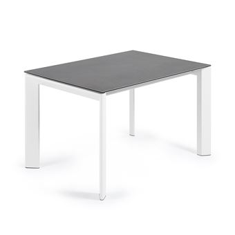 Table à manger extensible coloris blanc en gres cerame et pieds en ...