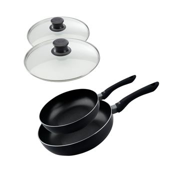 Ensemble de 2 woks de cuisine et 2 couvercles en verre 20 cm et 28 cm Elo Smart Life ref 9992850 ...