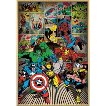 Poster Encadré: Marvel Comics - Super-Héros (91x61 cm), Cadre Plastique ...