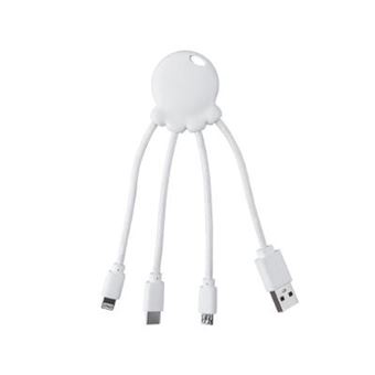 Câble 3 en 1 Octopus USB A/micro USB USB C Lightning 01m XOOPAR Blanc ...
