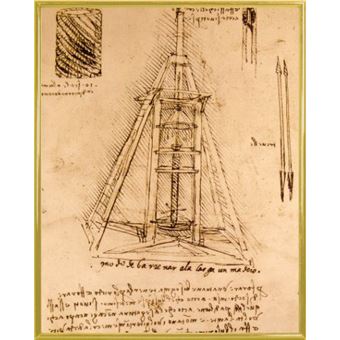 Poster Reproduction Encadré: Leonardo Da Vinci - Dessin D'Une Foreuse ...