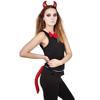 Accessoire déguisement Halloween Diable rouge: 1 serre-tête + 1 noeud ...