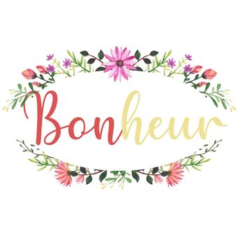 Fabulous Poster Bonheur frise florale calligraphie (31cm x 45cm ...