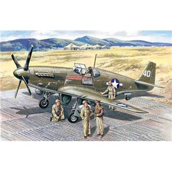 Mustang P-51 B Wwii American Fighter With Usaaf Pilots And Ground Personnel- 1:48e - Icm ...