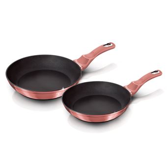 Set de 2 Poêles à Frire Induction 22-26 cm Aluminium, Antiadhésif Titane, Berlinger Haus, I-Rose ...