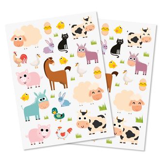 Gommettes Animaux de la Ferme 62 stickers 0,90 à 6 cm mouton cheval ...