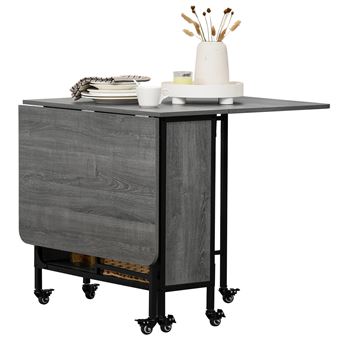 Table pliable 6 personnes - Table à rabat mobile 6 roulettes - étagère ...