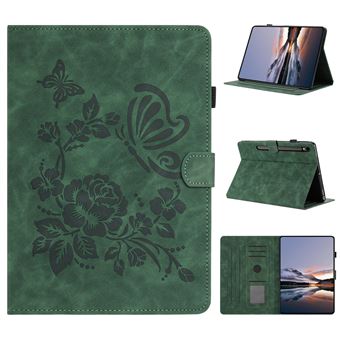 Étui pour tablette en cuir gaufré à motif papillon et fleur pour ...
