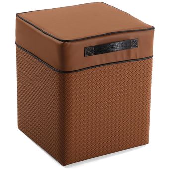 Versa - Pouf carré en simili cuir effet tressage - Pouf - Achat & prix ...