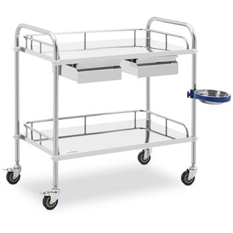Chariot médical Chariot médical inox 2 étagères 2 tiroirs 20 kg ...