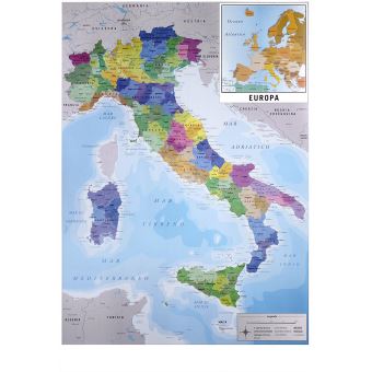 Poster Carte d'Italie [version italienne] 91,5 cm x 61 cm - Achat ...