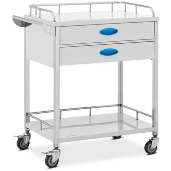 Chariot médical Chariot médical inox 2 étagères 2 tiroirs 40 kg ...