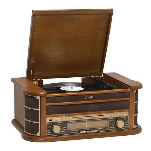 Lecteur de disques vinyles MCR-50MK3 Design rétro. Radio FM/AM, CD ...