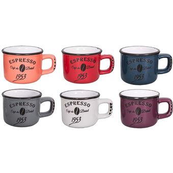 Antic Line Créations - Tasses colorées en céramique Bistrot (Lot de 6 ...