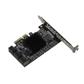 Carte PCIe 3.0 4x avec 10 ports SATA 6G. Chipset ASM1166 et JMB575 - Montage et connectique PC ...