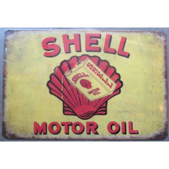 plaque tole shell motor oil coquillage rouge jaune tole pub garage ...