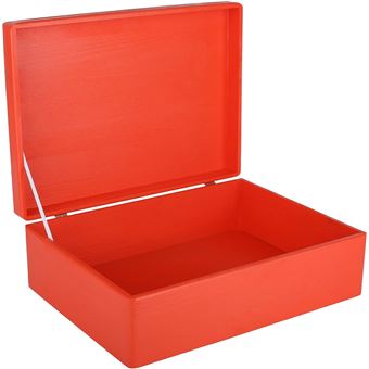 Creative Deco Boite Rangement en Bois Rouge 40 x 30 x 14 cm Boîte en ...