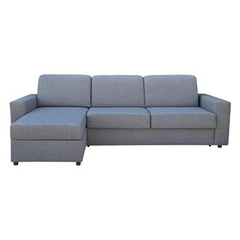 Canapé d'angle gauche convertible express en tissu gris clair ...