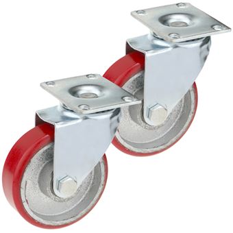 Roulettes industrielles en polyuréthane et métal sans frein 100 mm 2 ...