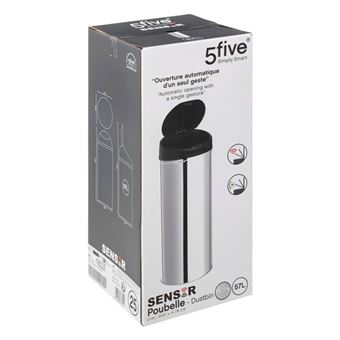 Poubelle de Cuisine FIVE Simply Smart en Métal Sensor 57L Argent ...