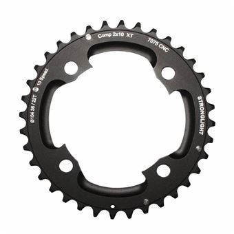 Plateau vtt 4bra double 36dts d.104 2x10 exterieur stronglight 10v. shimano xt m785 non filete ...