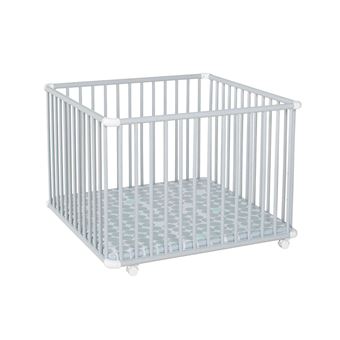 Parc bébé en bois gris à roulettes Belami fond à pois 97x97 cm ...