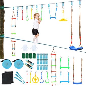 15m barre de balançoire enfants giantex jeu parcours ninja double ...