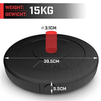 Physionics® Disques de Poids - Set de 2 x 15 kg, Ø 31 mm, avec ...