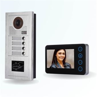 BT SECURITY Portier interphone vidéo modern 2 fils - 4 appartements - 4 ...