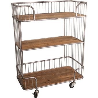 Antic Line Créations - Etagère chariot industriel à roulettes en fer et ...
