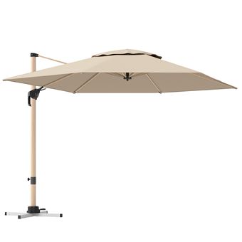 Parasol déporté hexagonal inclinable pivotant dim. 4,2L x 3l x 2,7H m ...
