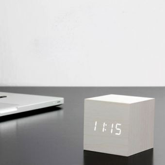 Réveil Gingko cube Click Clock Blanc - Achat & prix | fnac