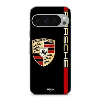 Coque Google Pixel 9 Pro XL PORSCHE logo rouge et dorée fond noir ...