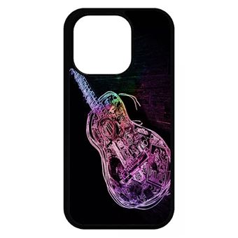Coque My-Kase pour iPhone 15 Pro - guitare effet néon - Silicone - Noir ...