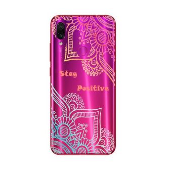 Coque Redmi Note 7 Mandala positive aztec rose bleu transparente ...