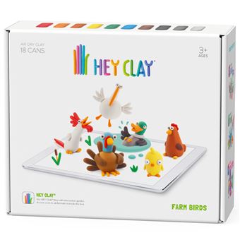 Kit créatif pâte à modeler 18en1 Hey Clay Oiseaux de la ferme - Pâte à ...