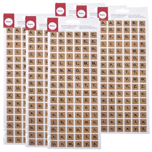 576 stickers scrabble en liège - Alphabet majuscule & minuscule - Achat ...
