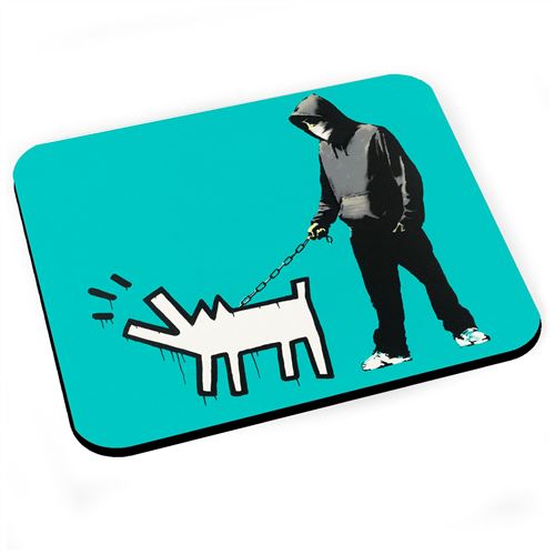 Tapis de souris Banksy chien keith harring graff street art bleu ...